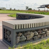 Anova Canyon Edge Thermory Gabion-Style R18' Curved Bench | CE18C18T