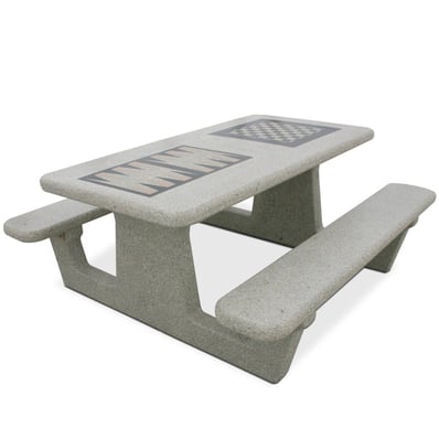 Concrete Picnic Table with Gameboard Stencils | T7300