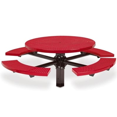 Anova Round Perforated Steel Table, Pedestal Inground Mount | D1005