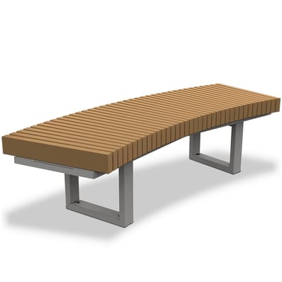 Anova Infinity 2' Curved 1230 Recycled Plastic Bench, Powder Coat Frame ...