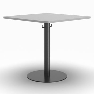 Anova 30" Square Steel Dining Table, Silver with Charcoal Gray Pedestal ...