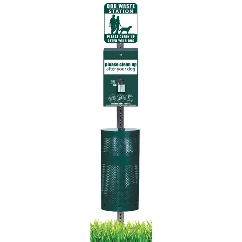 Dog Waste Station with Round Perforated Can and ONEpul Bag System | D022-B
