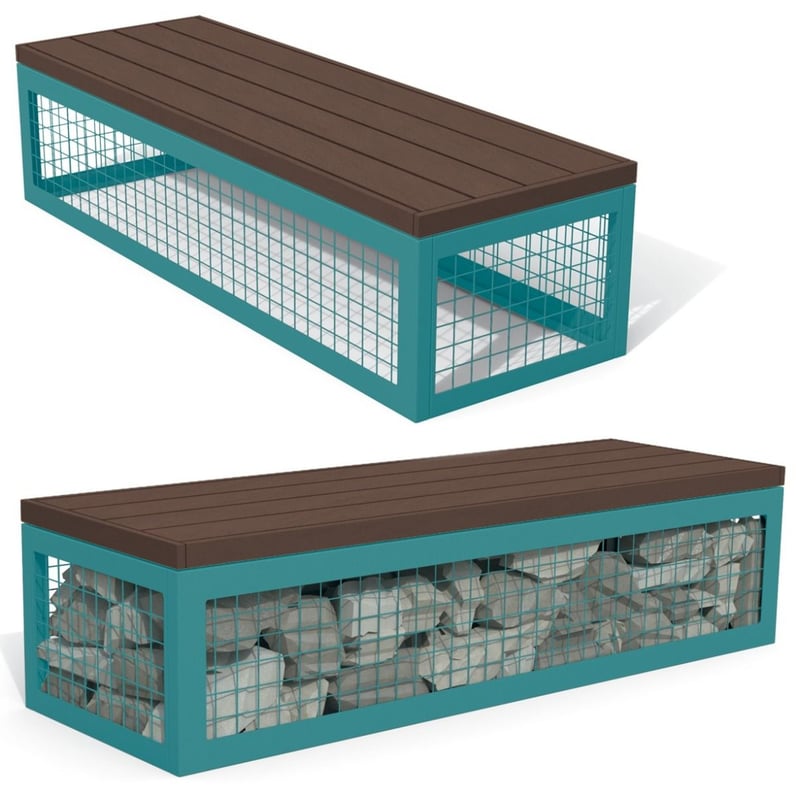 Anova Canyon Recycled Plastic Gabion-Style 6' Bench | CAN1872R