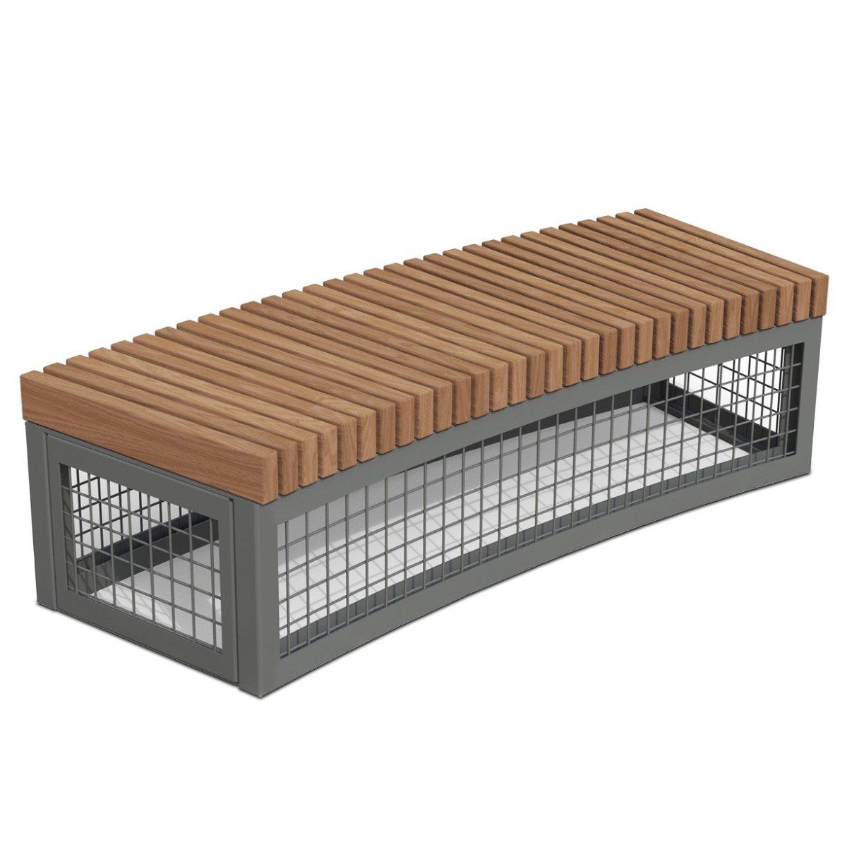 Anova Canyon Edge Thermory Gabion-Style R18' Curved Bench | CE18C18T
