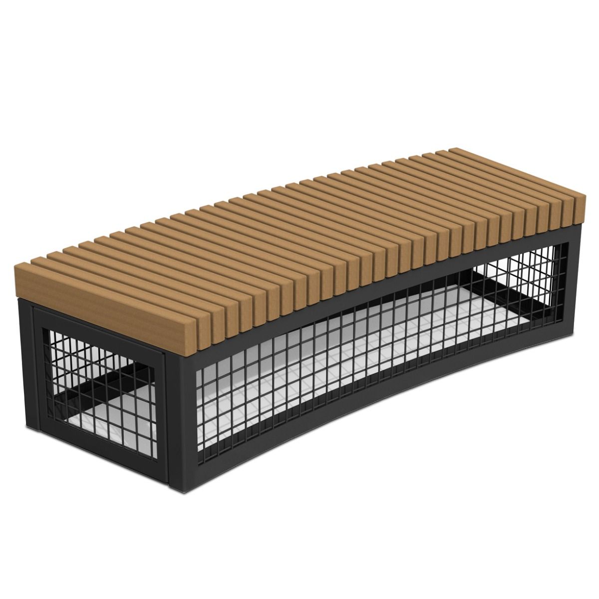 Anova Canyon Edge Recycled Plastic Gabion-Style R18' Curved Bench ...