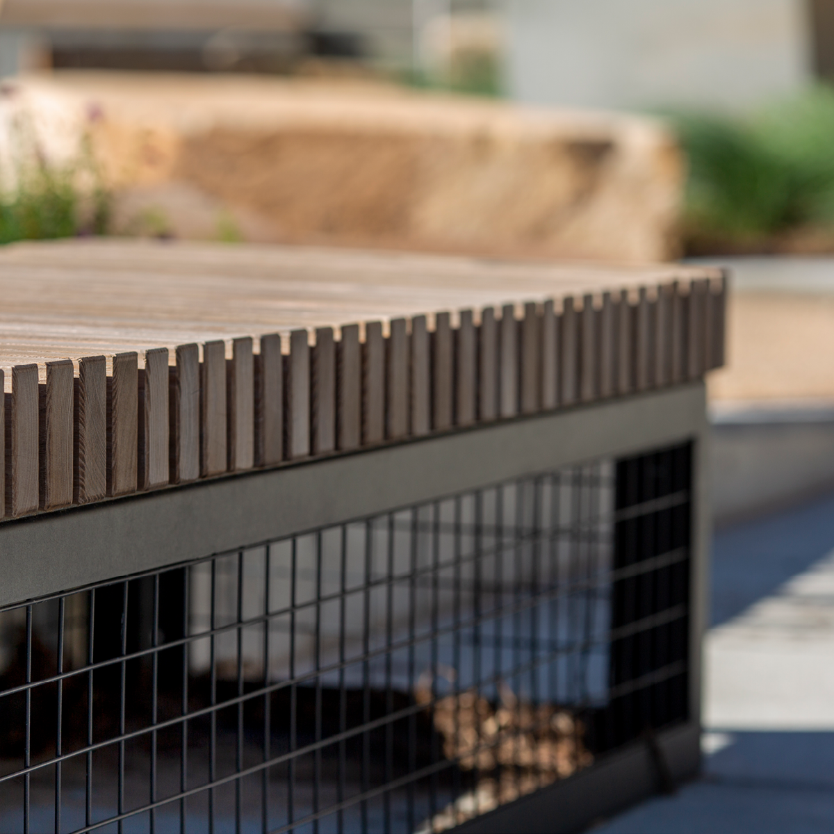 Anova Canyon Edge Thermory Gabion-Style 6' Linear Bench | CE1872T