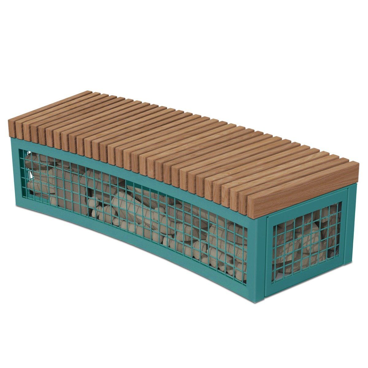 Anova Canyon Edge Thermory Gabion-Style R18' Curved Bench | CE18C18T