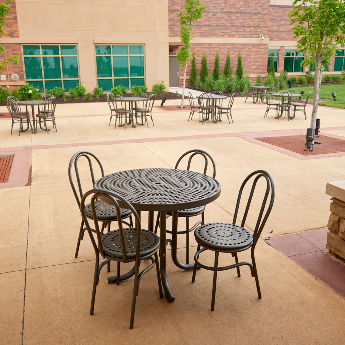 Anova Streetside 36" Round Perforated Steel Café Table | D1150